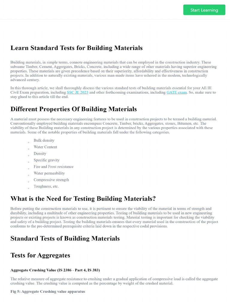 Standard Tests For Building Materials - Bricks Concrete Bitumen ...