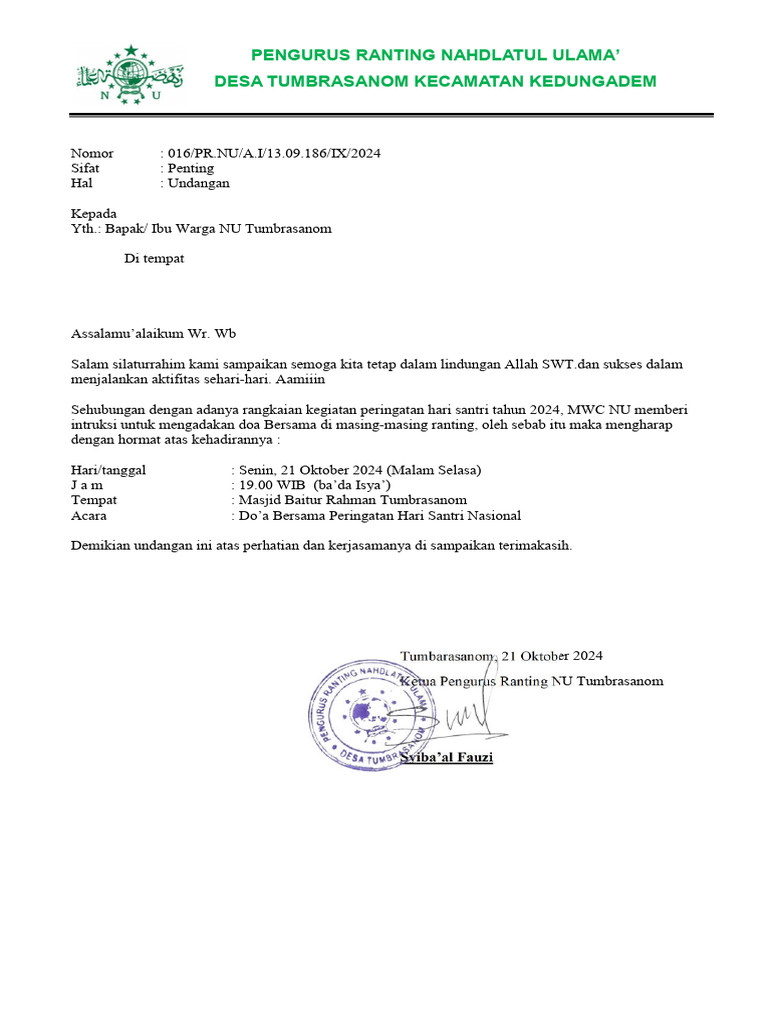 Undangan Doa HSN | PDF