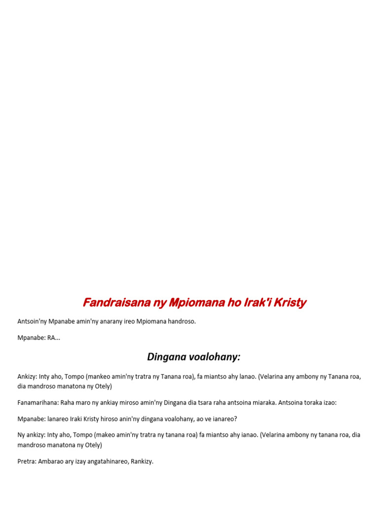 Torolalan'ny Dingana AFAFI FET | PDF