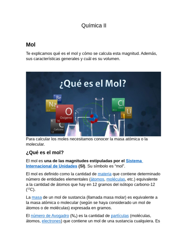 Química II | PDF | Mole (Unidad) | Mezcla