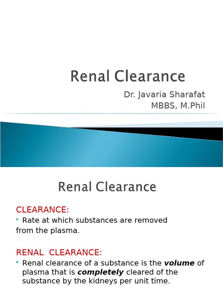 Renal Clearance | PDF