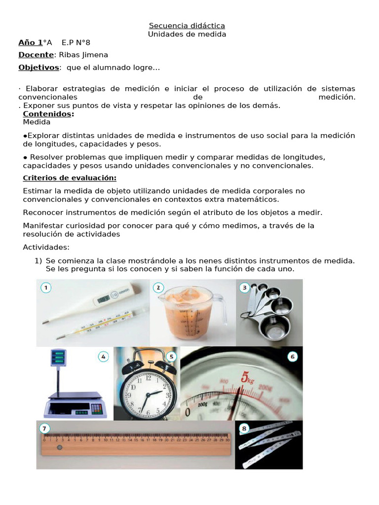 Secuencia Didáctica UNIDADES DE MEDIDA | PDF