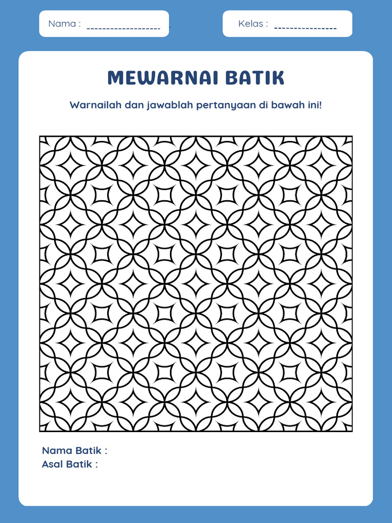 Mewarnai Batik Lembar Kerja SD | PDF | Seni