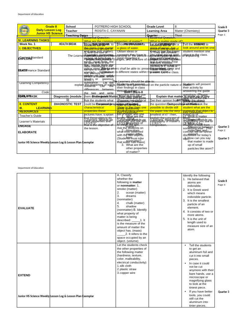 Third Q DLL | PDF | Matter | Gases