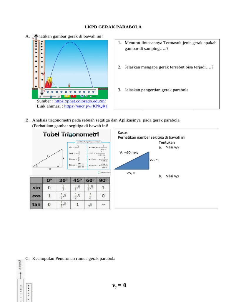 LKPD GERAK PARABOLA KELAS XI New | PDF