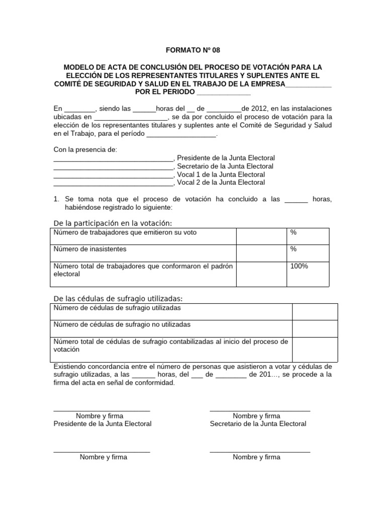 Acta Conclusion Proceso | PDF