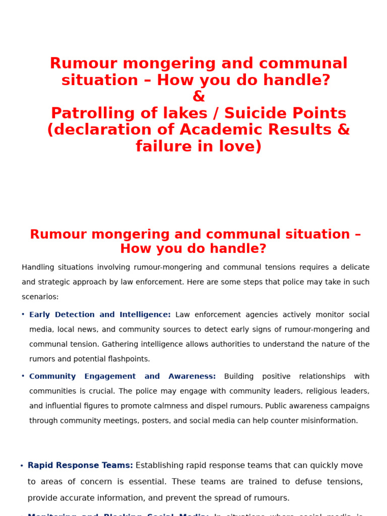 Rumour Mongering and Communal Situation - How You Do Handle | PDF ...