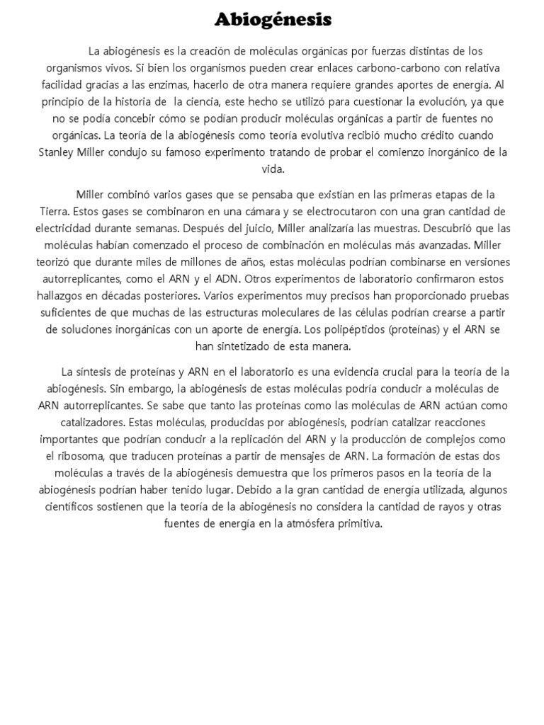 Abiogenesis en Biologia | PDF | Abiogénesis | Rna
