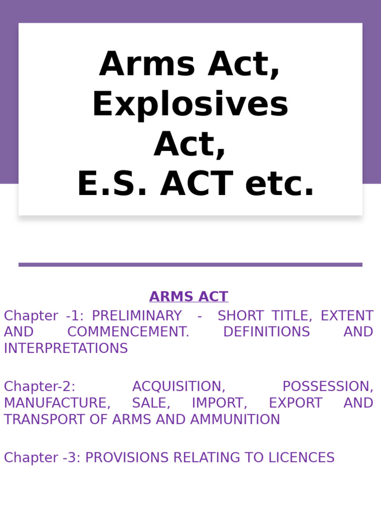 Overview of India's Arms Act 1959 | PDF | License | Firearms