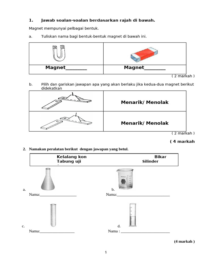 Soalan Sains Mengenai Magnet dan Pernafasan | PDF