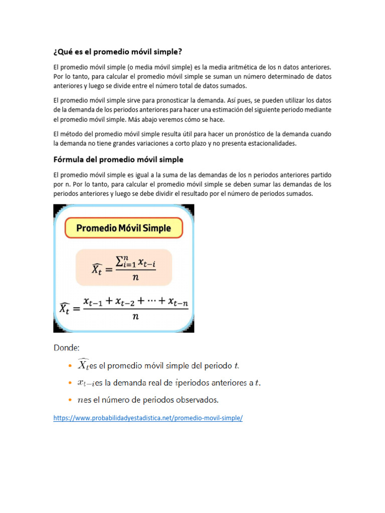 Qué Es El Promedio Móvil Simple | PDF