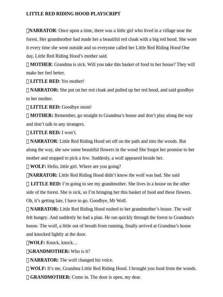 Halloween - Red Riding Hood - Script | PDF | Little Red Riding Hood