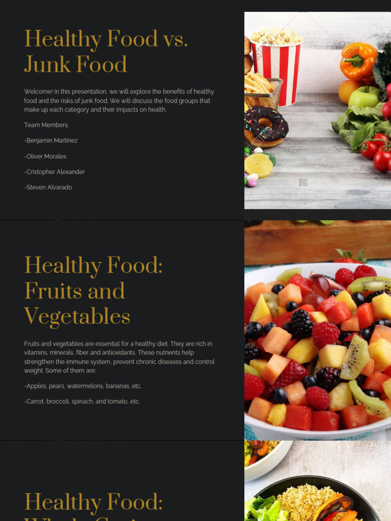 Healthy vs. Junk Food Overview | PDF | Foods | Healthy Diet