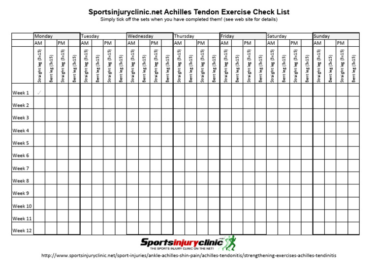 Achilles Exercise Tick Sheet | PDF