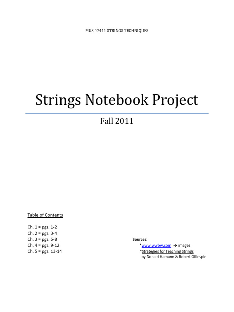 Strings - Music Education Notebook | PDF | Cello | Violin