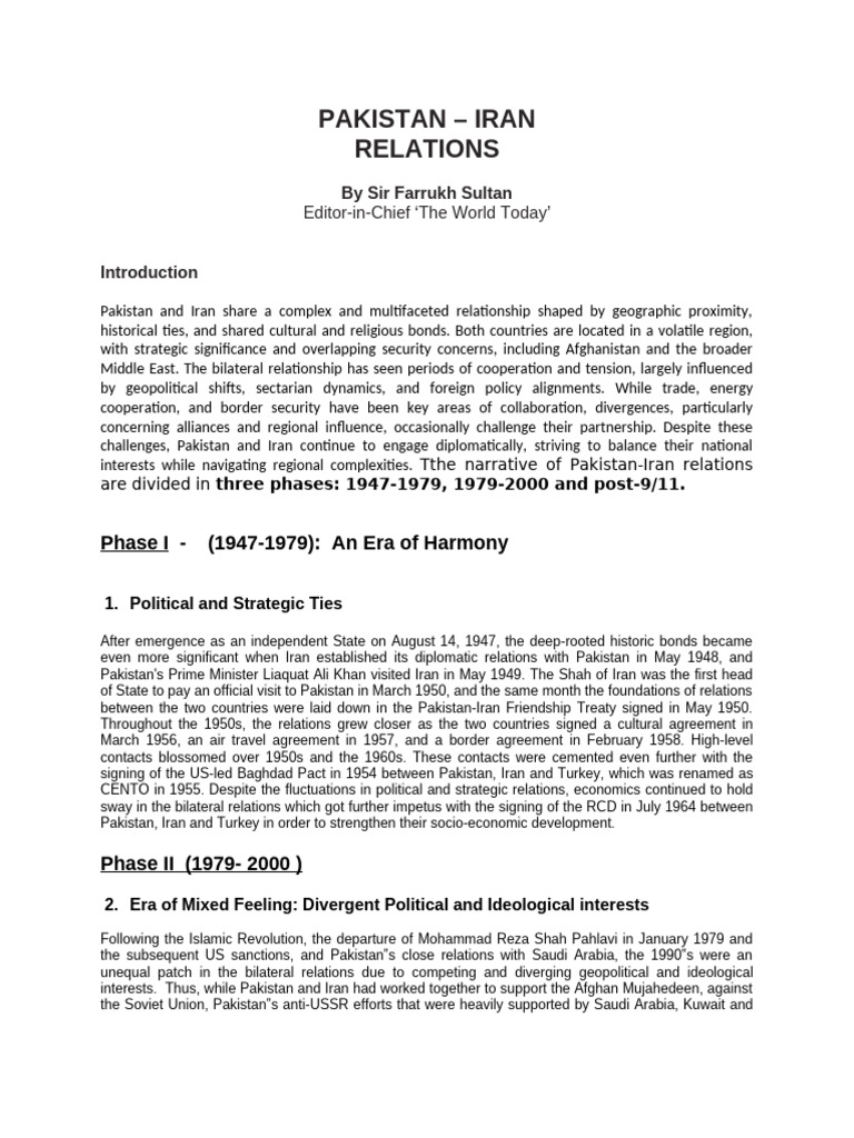 Pakistan-Iran Relations Overview in Urdu | PDF | Pakistan | Afghanistan