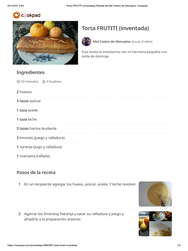 Torta FRUTITI (Inventada) Receta de Mel Castro de Monsalvo - Cookpad ...