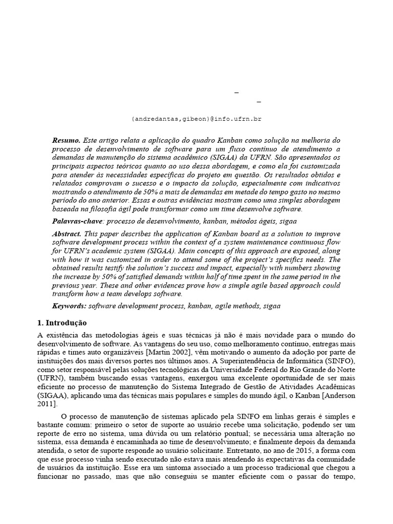 Artigo-Kanban No Projeto SIGAA | PDF | Tempo