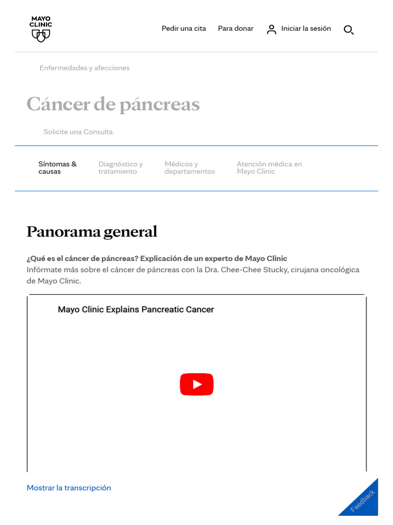 Cáncer de Páncreas - Síntomas y Causas - Mayo Clinic | PDF | Cáncer ...