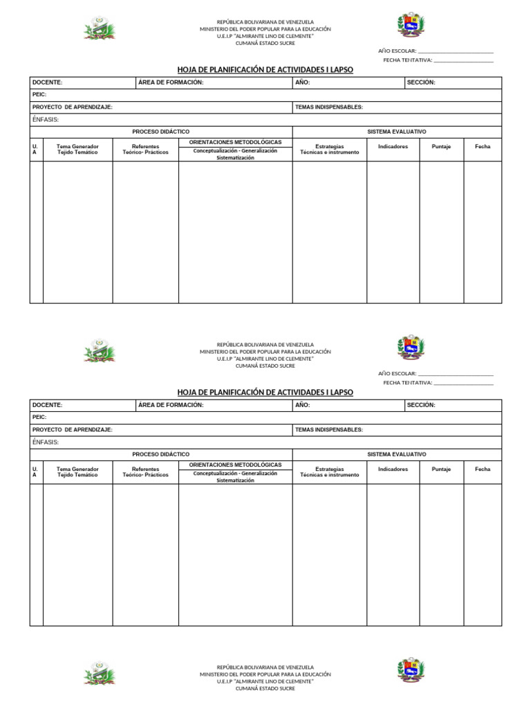 Formato de Planificacion Lino de Clemente | PDF | Teoría de la educación | Enseñando