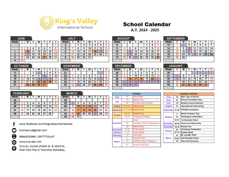 School Calendar AY 2024-2025 With Sabbath Holidays | PDF | Traditions ...