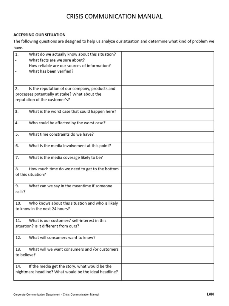 Crisis Communication Manual Overview | PDF | Crisis Management ...