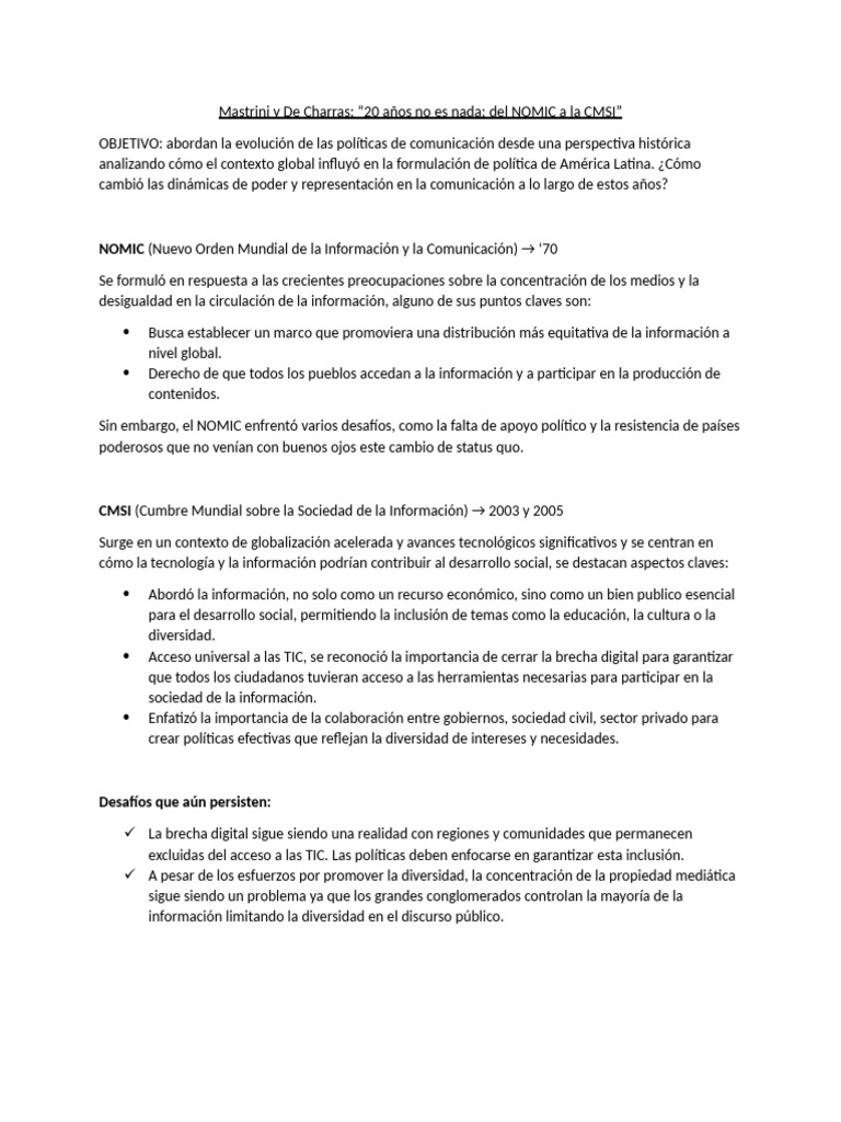 Mastrini y de Charras | PDF | Economias | Ciencias Políticas
