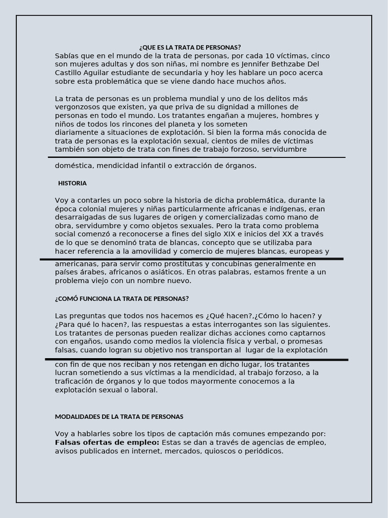 Trata de Personas: Impacto y Modalidades | PDF | Trata de personas