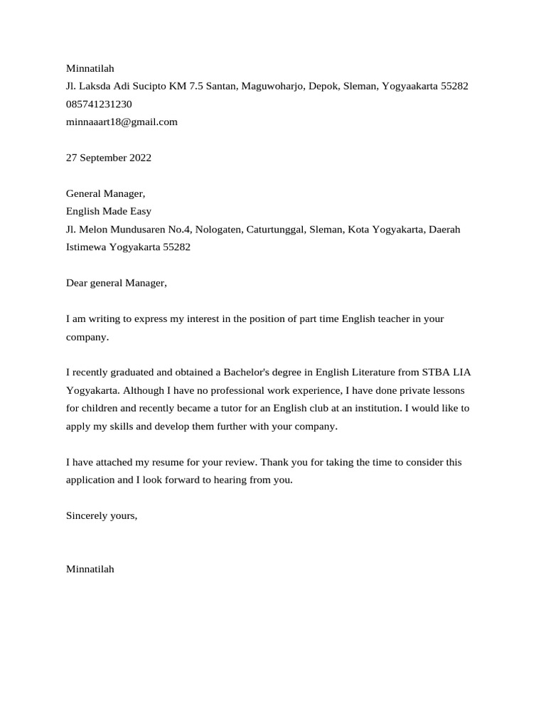 Aplication Letter | PDF