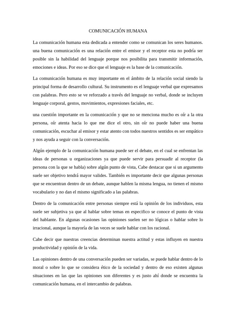 Comunicación Humana | PDF | Comunicación | Comunicación humana