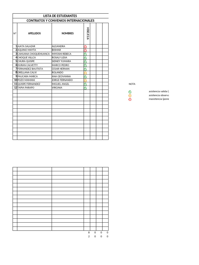 LISTA de ASISTENCIA Contratos y Convenios Internacionales Fechas 19 de ...