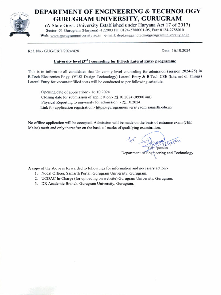 B.Tech Lateral Entry Counseling 2024-25 | PDF