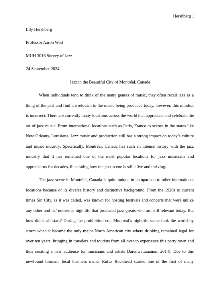 Global Citizens Assignment | PDF | Jazz | Montreal