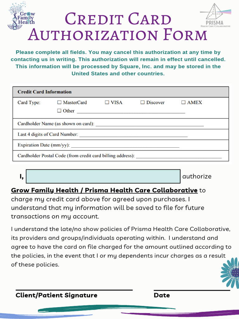 Credit Card Authorization Form | PDF
