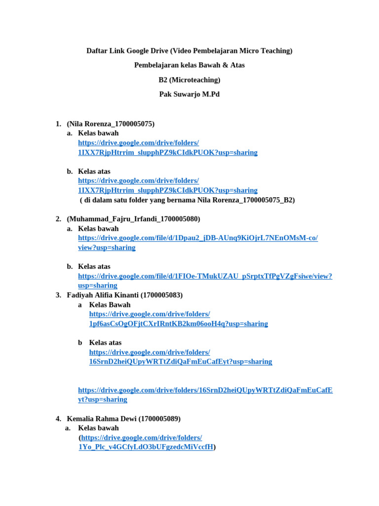 Daftar Link B2 Microteaching-3-1 Salinan | PDF