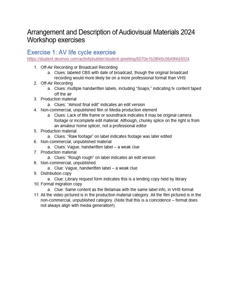 ADAV SAA 2024 - Exercise Links and Keys | PDF | Videotape | Film And ...