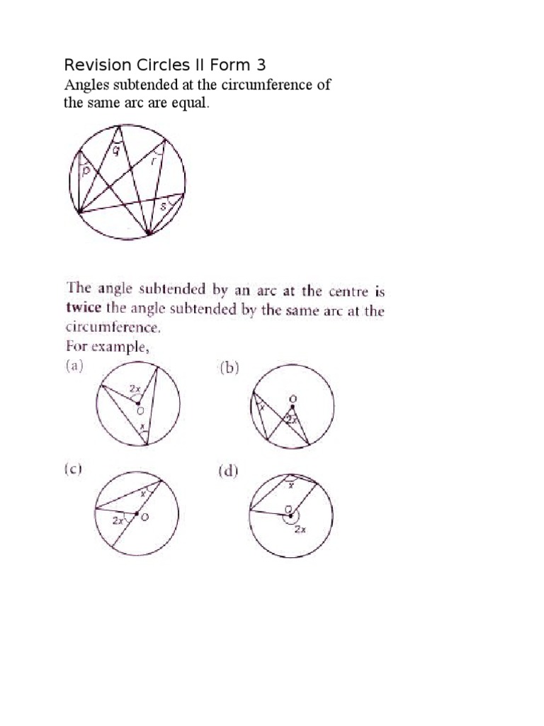 Formula Circles II Form 3 | PDF | Geometric Objects | Elementary ...
