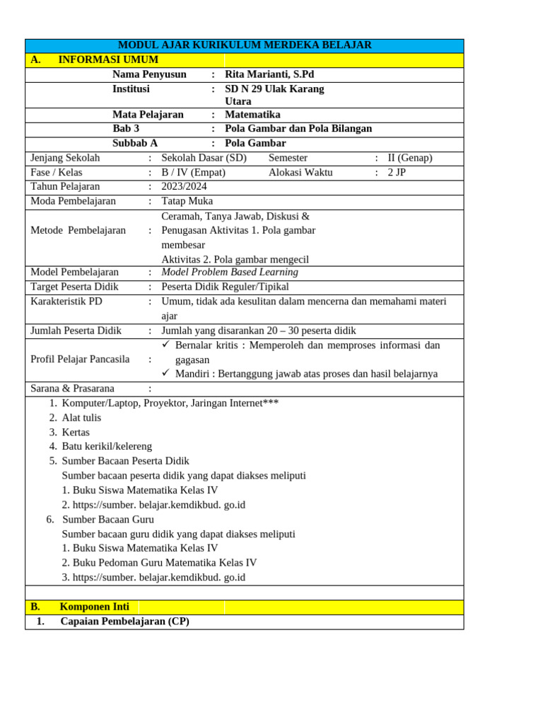 Modul Pola Bilangan | PDF