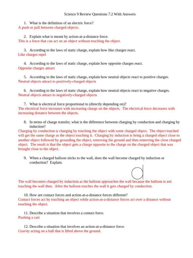 sci-9-review-worksheet-7-2-electric-force-with-answers | PDF | Electric ...