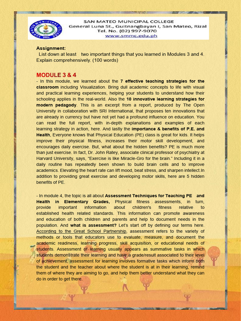Assignment Eed16 Module4 | PDF | Physical Education | Educational ... Assignment Eed16 Module4 | PDF | Physical Education | Educational ...