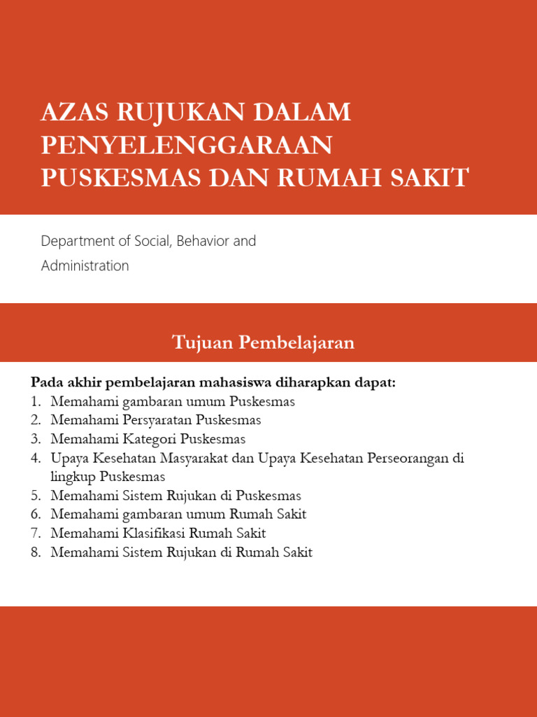 Azas Rujukan Dalam Penyelenggaraan PKM & RS | PDF | Pengembangan Diri | Sains & Matematika