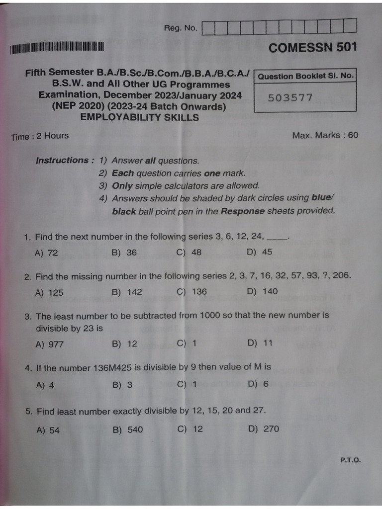 5sem Question Paper. | PDF