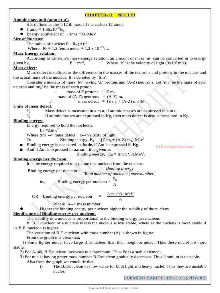 hssreporter•com_Chapter 13 - Nuclei 2023 | PDF | Nuclear Physics | Atomic Nucleus