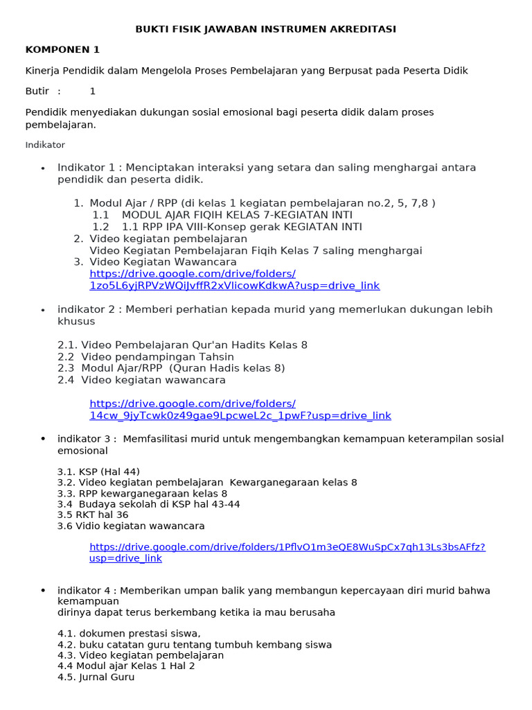 Bukti Fisik Jawaban Instrumen Akreditasi | PDF | Karier & Perkembangan