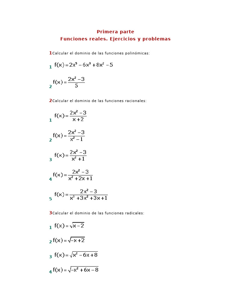 Ejercicios de Funciones | PDF