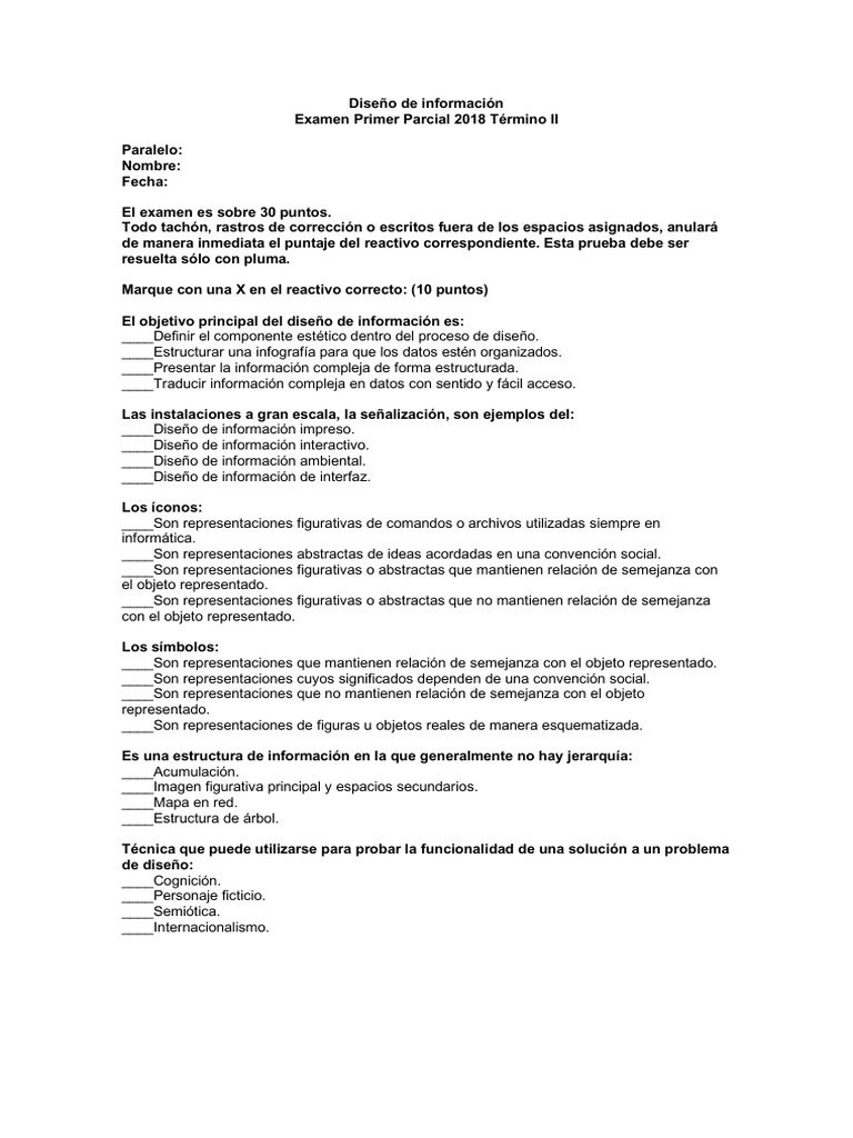 EXA-2018-2S-DISEÑO DE INFORMACIÓN-1-1Par | PDF | Información | Infografia