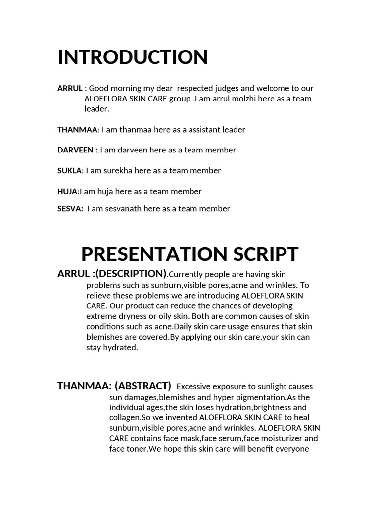 Aloeflora Skin Care Script 1 | PDF | Skin Care | Dermatology