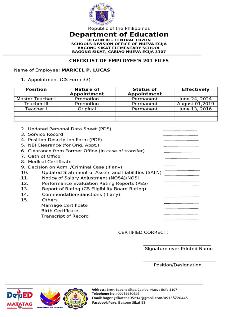 201 files checklist | PDF