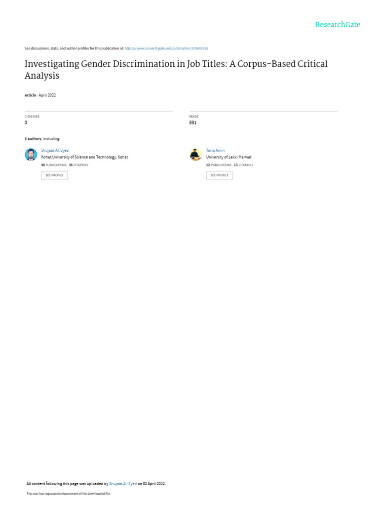 Investigating Gender Discrimination in Job Titles: A Corpus-Based ...