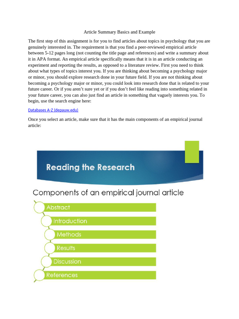 Article Summary Basics and Example | PDF | Foster Care | Anxiety